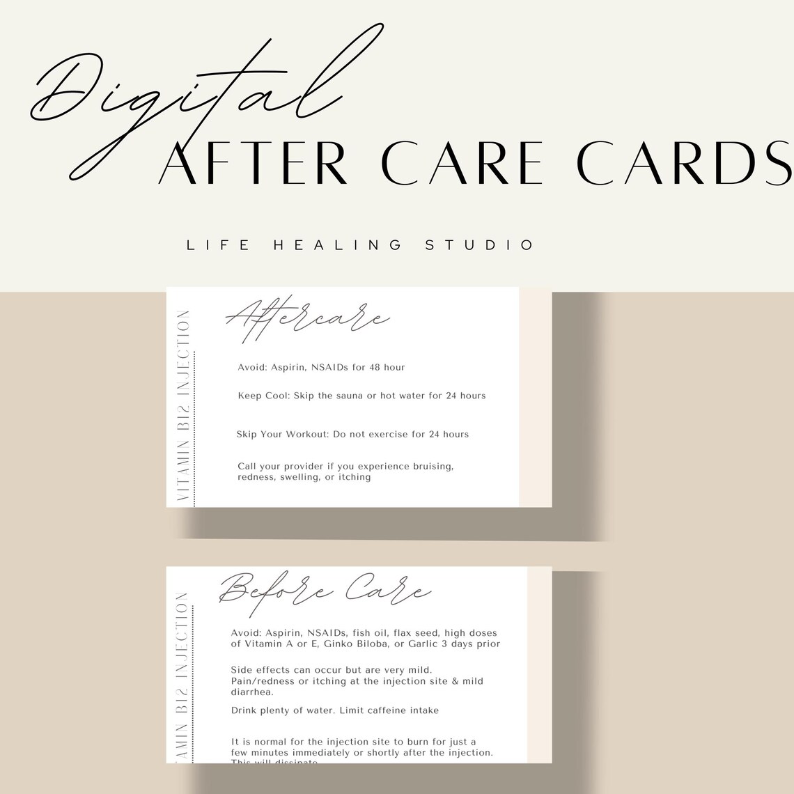 Injection Aftercare Cards L Digital Canva Template L Vitamin Injectable ...