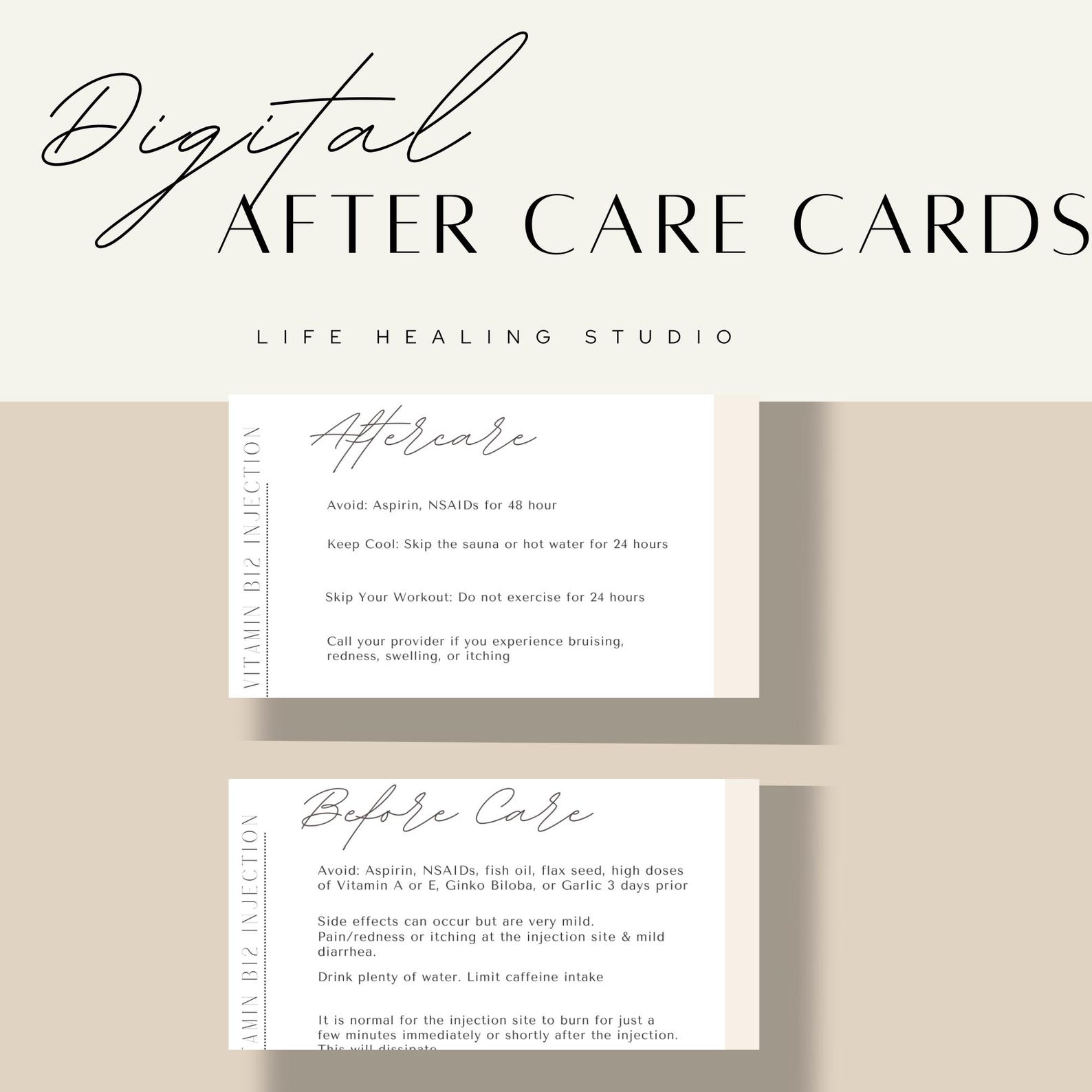 Injection Aftercare Cards L Digital Canva Template L Vitamin Injectable ...