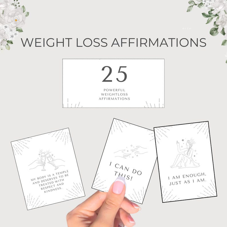 Weight Loss Affirmation Cards, Positive Daily Quotes (editable Canva ...