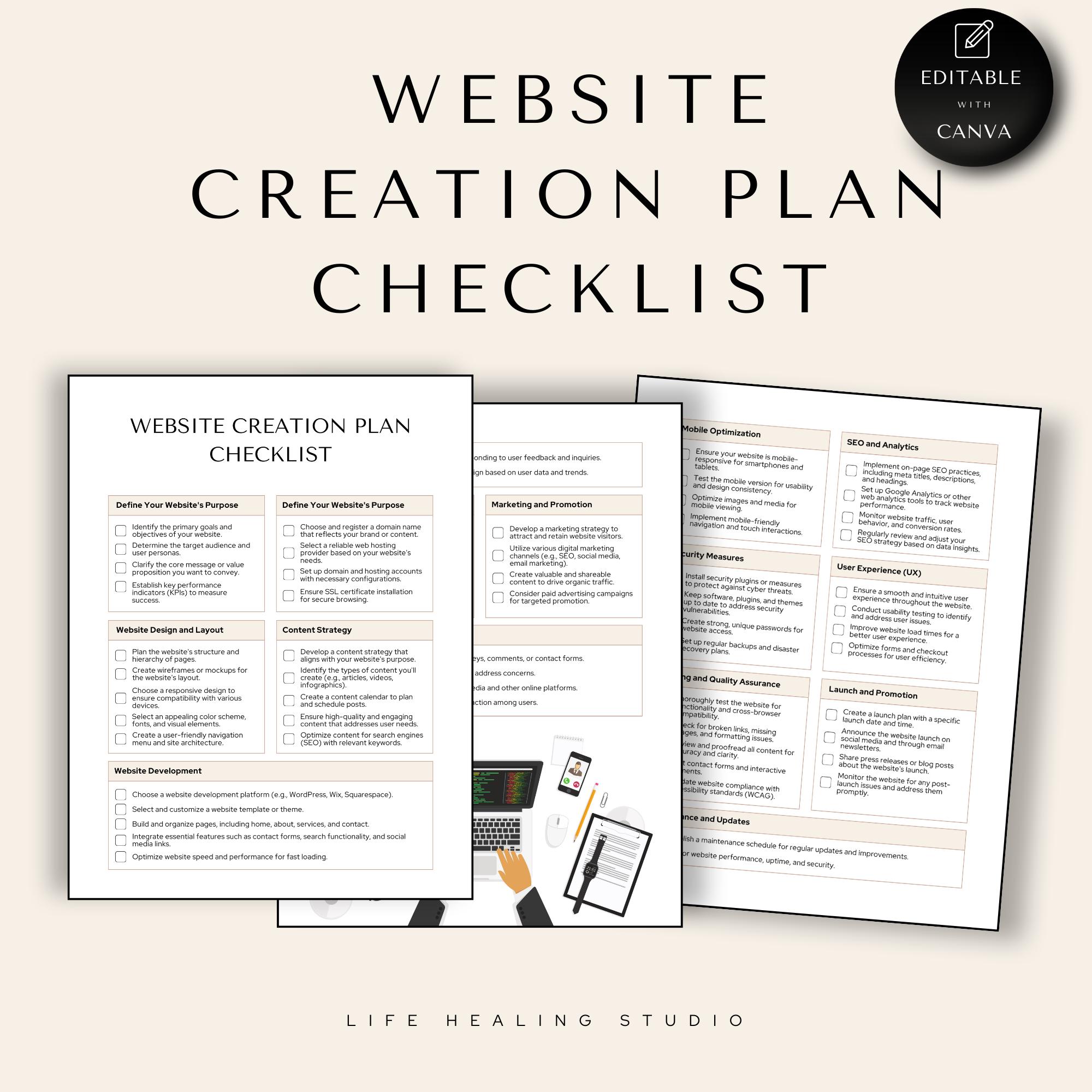 Website Plan Checklist Entrepreneur & Web Design Templates Small ...