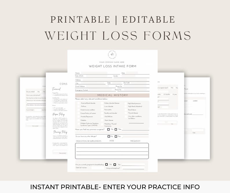 Editable Semaglutide Consent Forms Bundle Weight Loss Intake & Consent ...