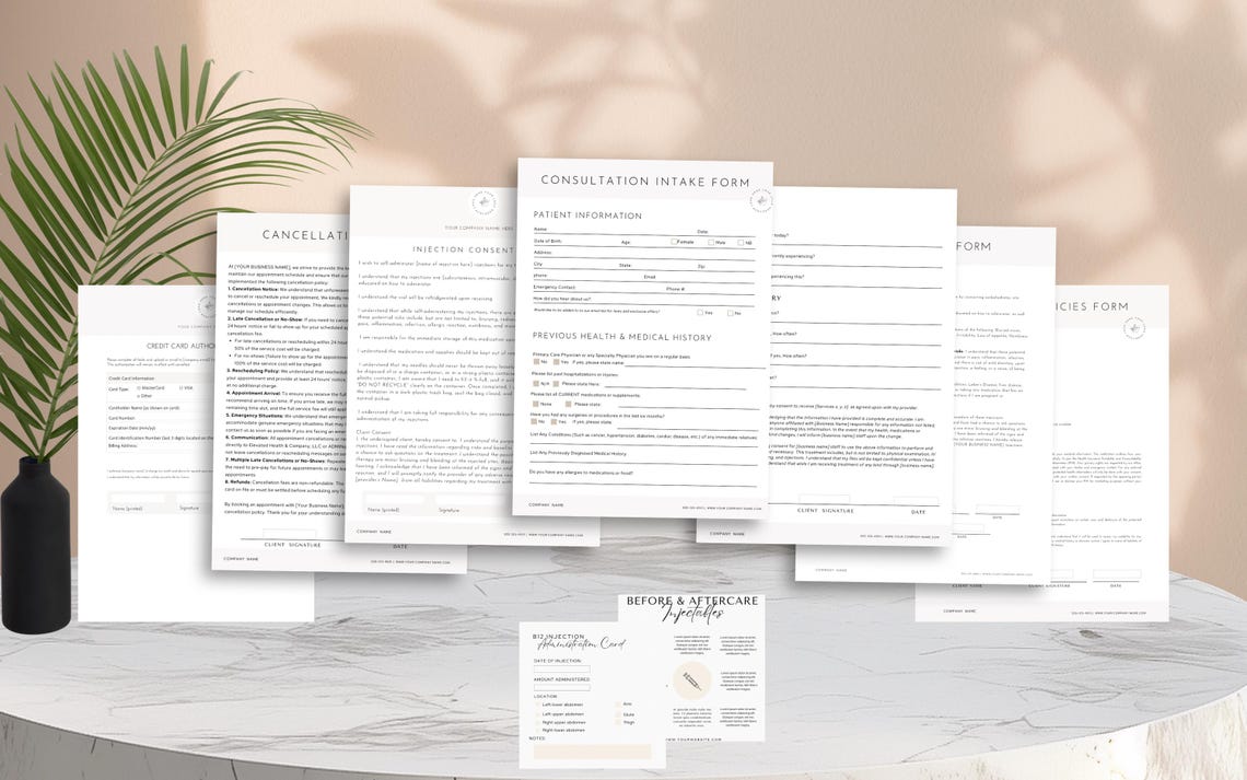 Vitamin Shot Client Intake Form Template Editable Canva Template ...