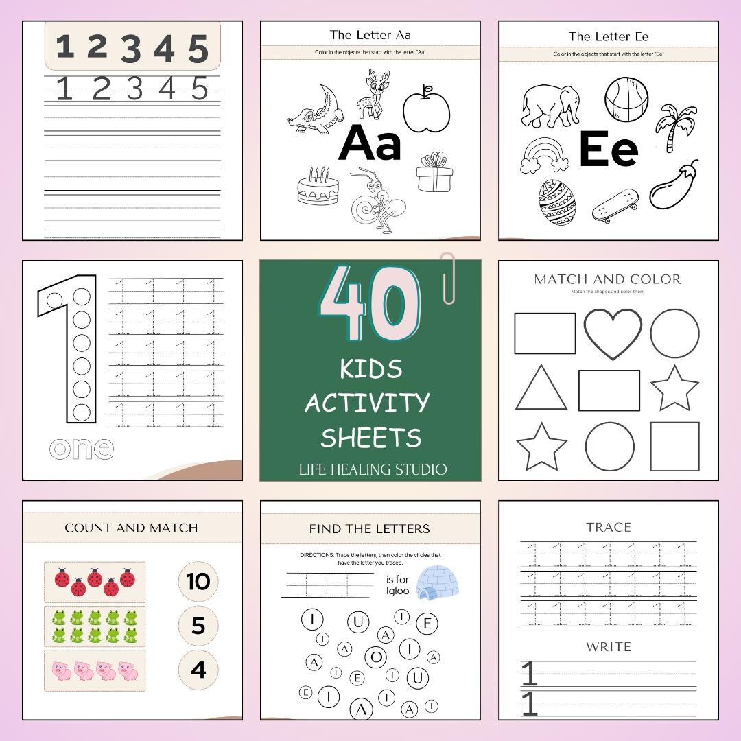 40 Kids Activity Worksheets | Learning Bundle (printable) - Etsy