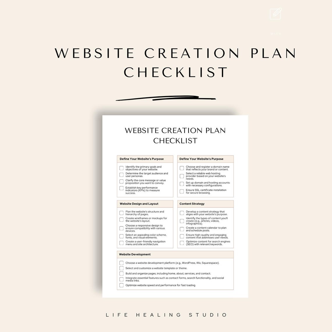 Website Plan Checklist Entrepreneur & Web Design Templates Small ...
