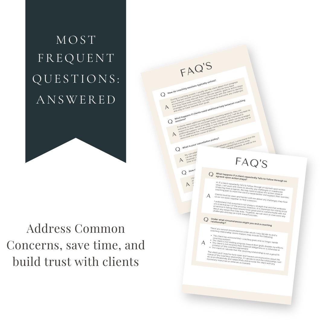 Canva Coaching FAQ Template, E-book Workbook (digital Download) - Etsy ...