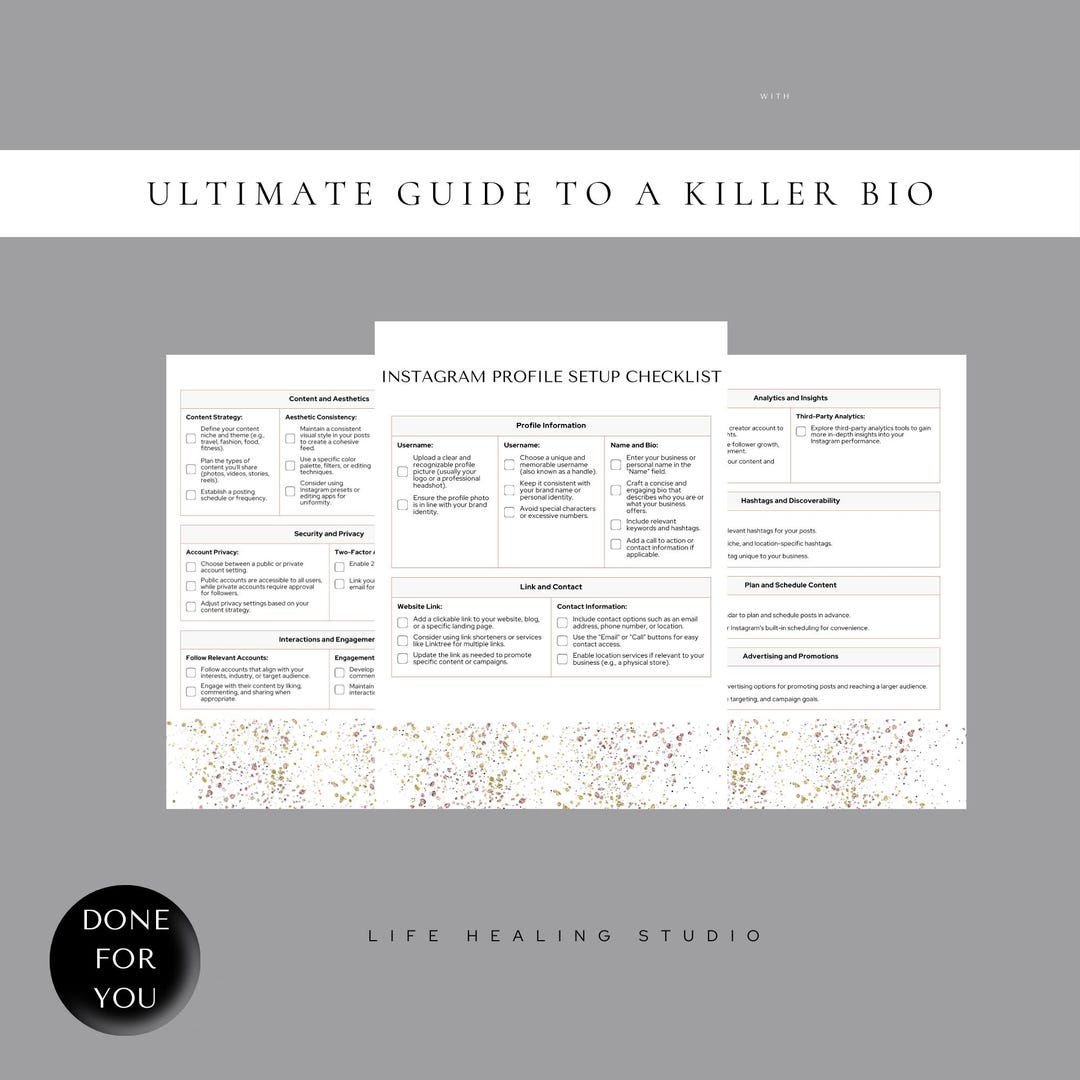 Instagram Bio Template Instagram Profile Set up Checklist Bio Checklist ...