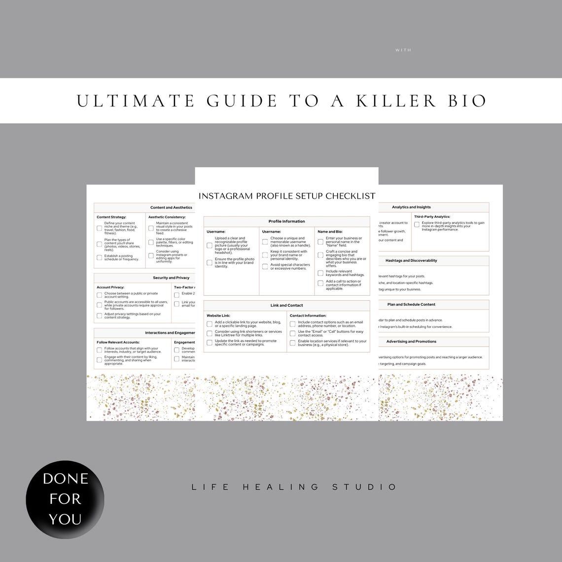 Instagram Bio Template Instagram Profile Set up Checklist Bio Checklist ...