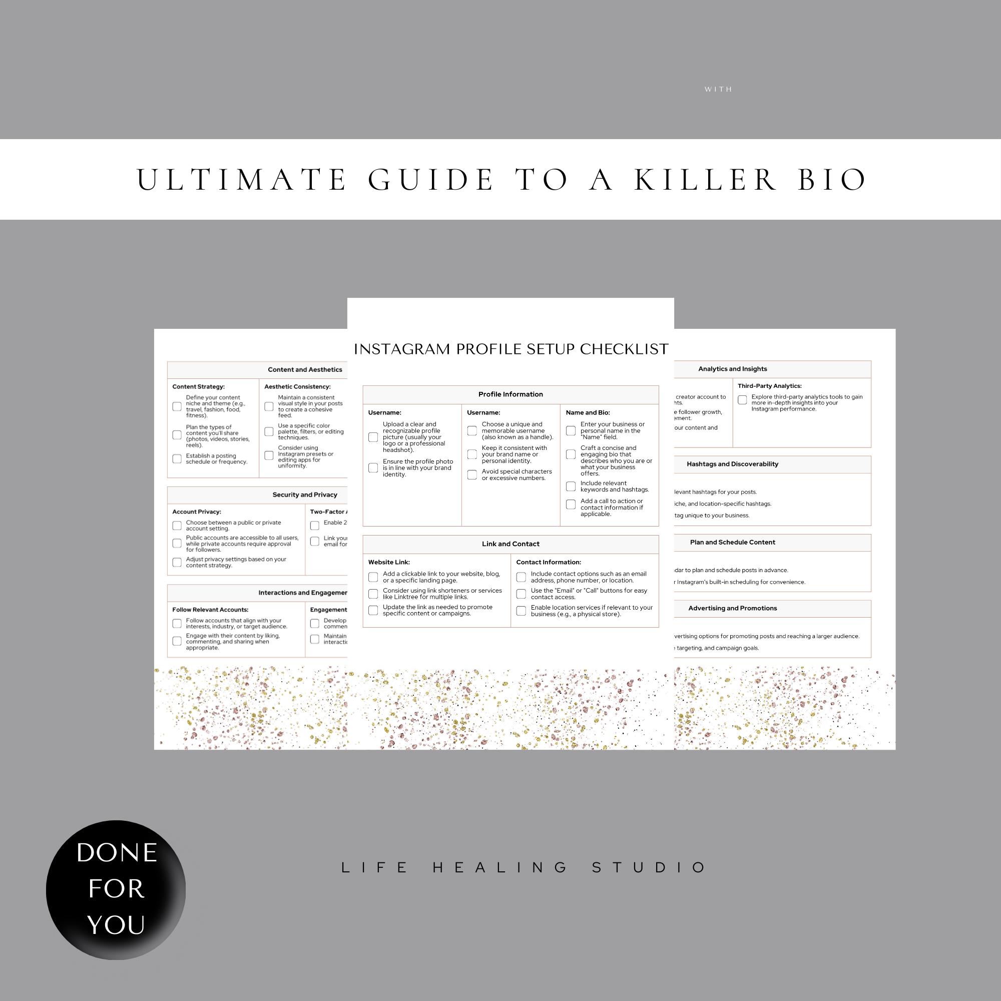Instagram Bio Template Instagram Profile Set up Checklist Bio Checklist ...
