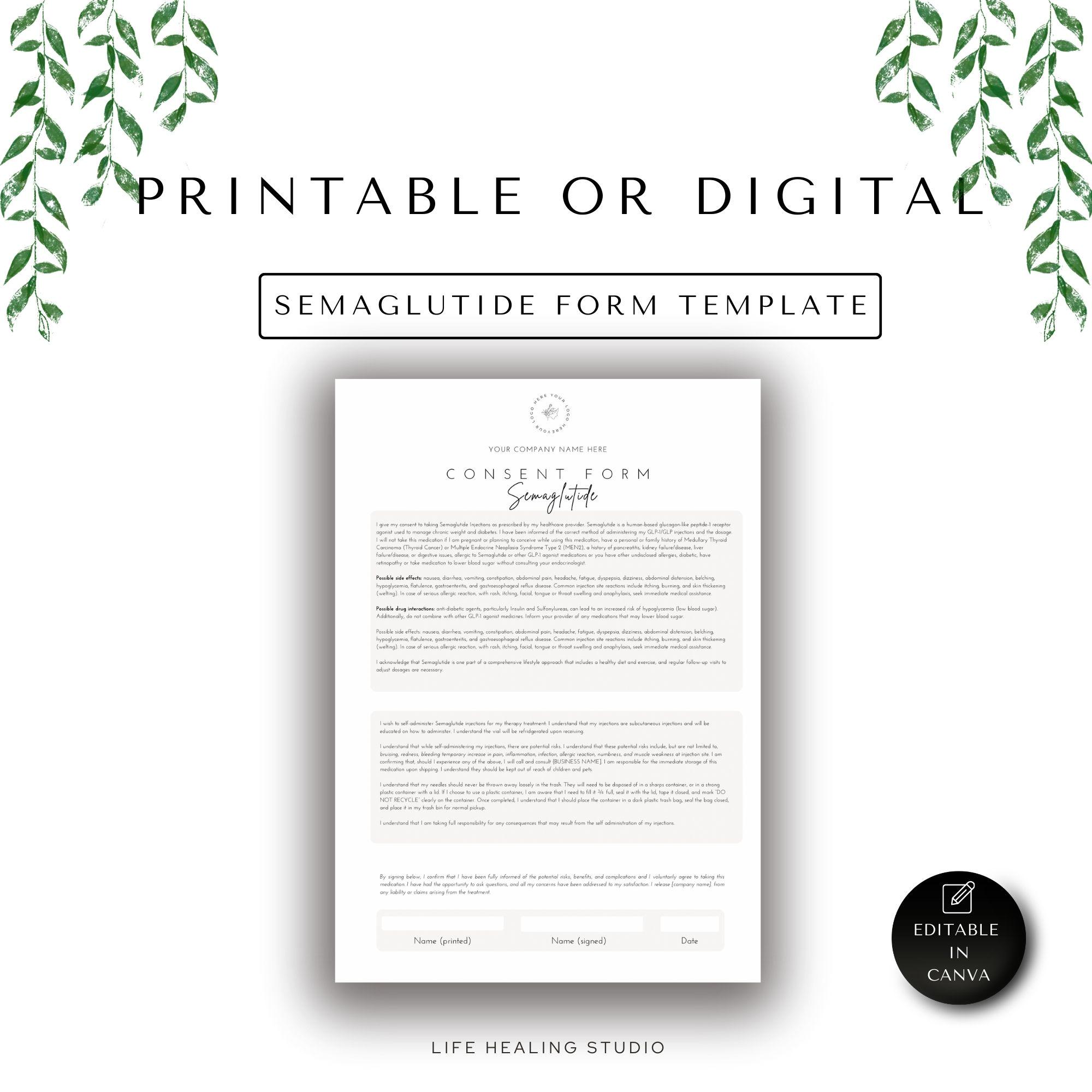 Editable Semaglutide Consent Forms Bundle Weight Loss Intake & Consent ...