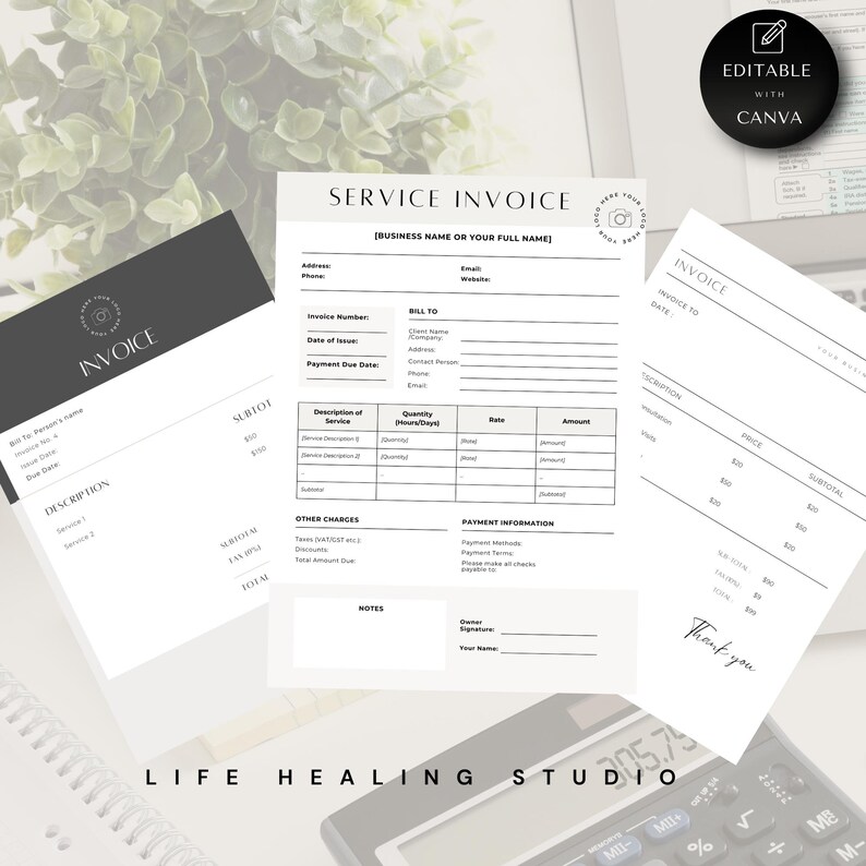 Invoice Template Editable Small Business Billing Invoice Template ...