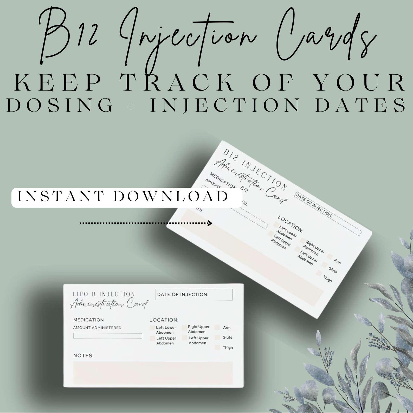 Injection Aftercare Cards L Digital Canva Template L Vitamin Injectable ...