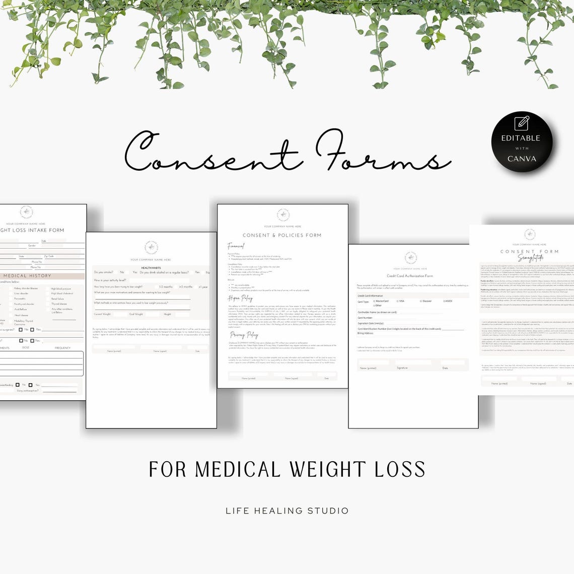 Editable Semaglutide Consent Forms Bundle Weight Loss Intake & Consent ...