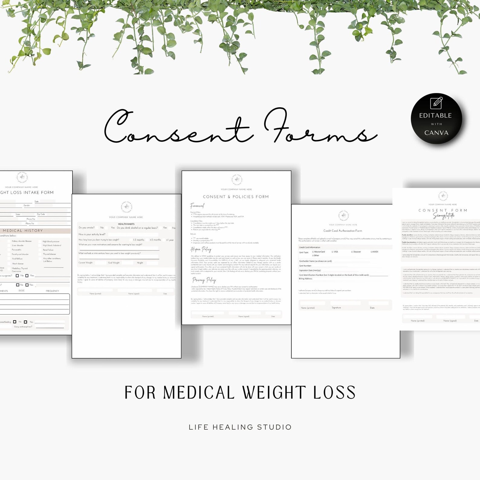 Editable Semaglutide Consent Forms Bundle Weight Loss Intake & Consent ...