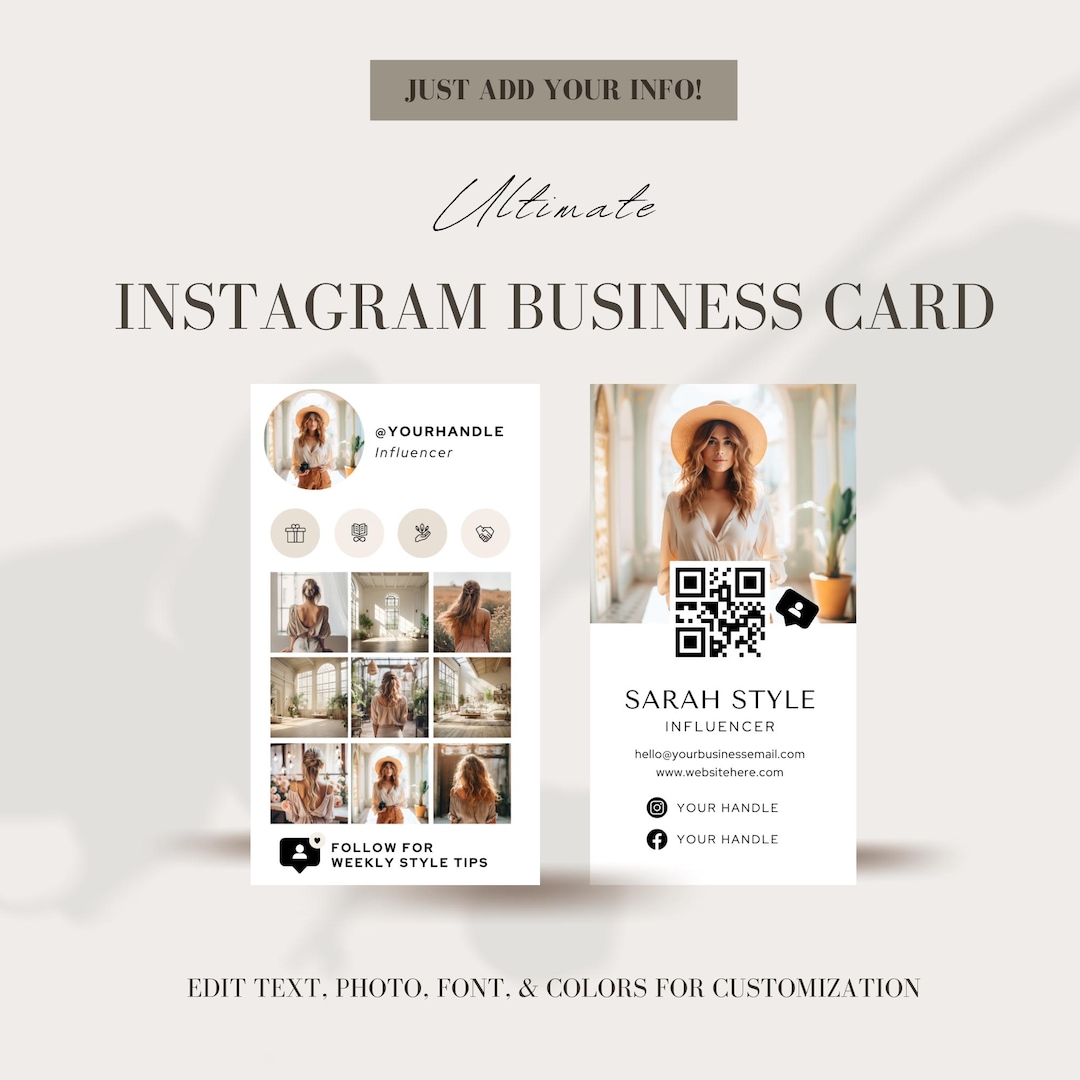 Instagram Business Cards DIY Canva Digital Business Card Beauty ...