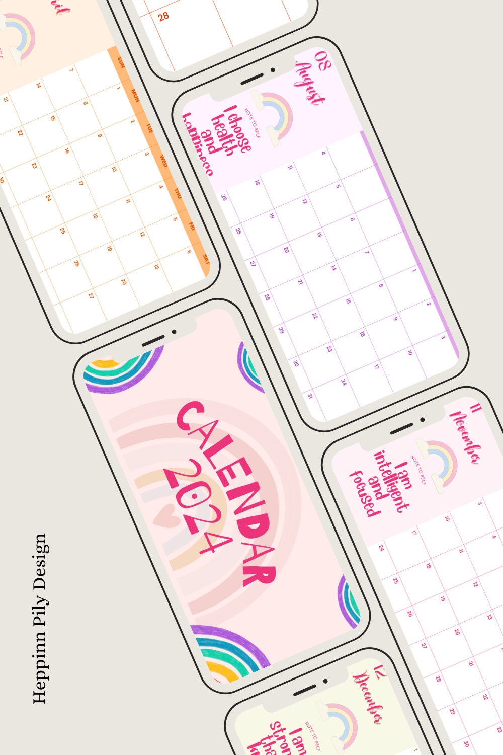 2024 Positive Affirmations Rainbow Printable Digital Calendar - Etsy
