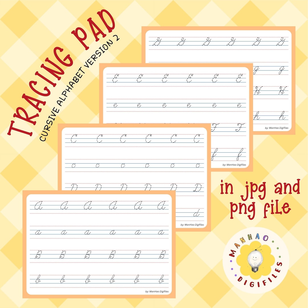 Printable Cursive Alphabet Letter Tracing Pages Version 2 - Etsy