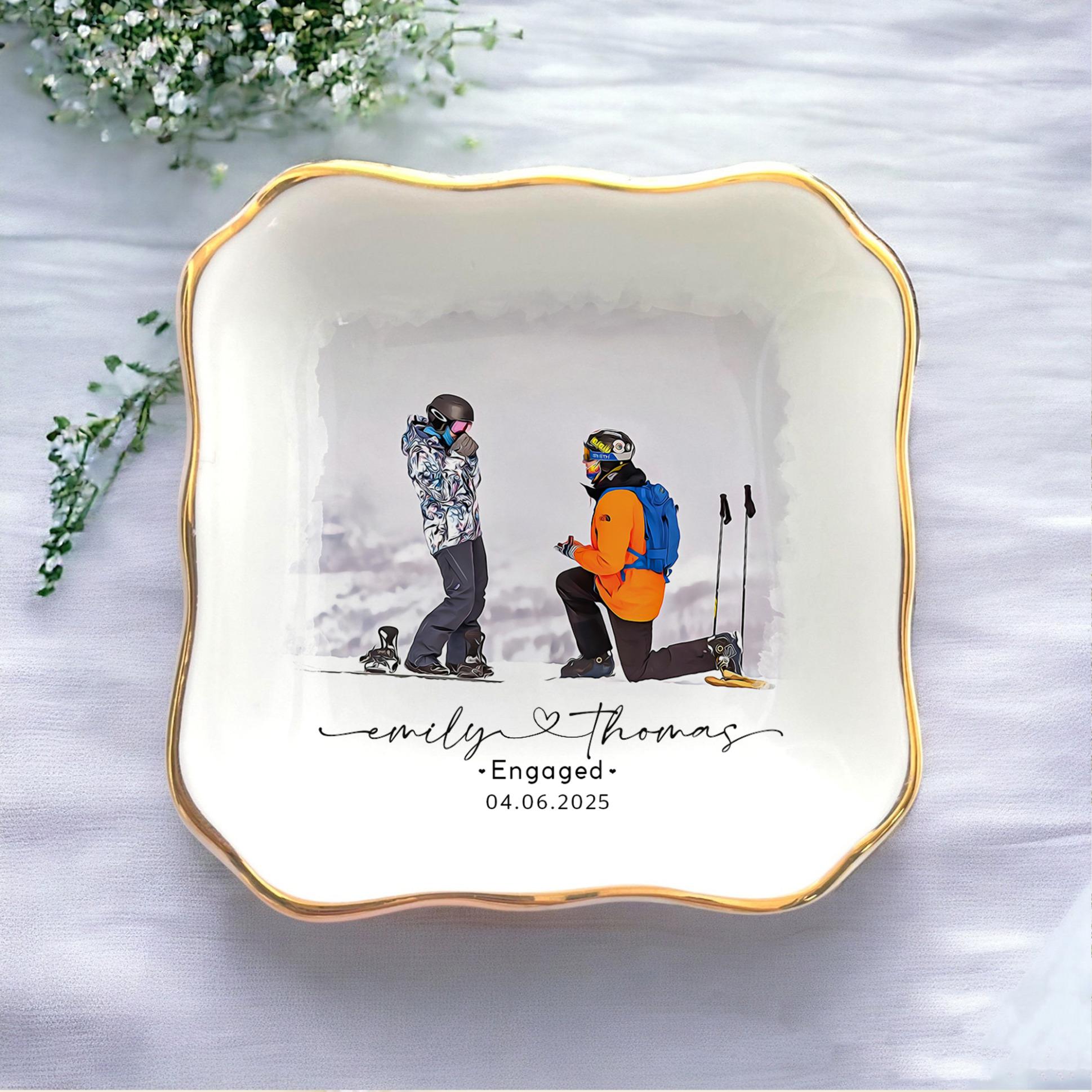 Custom Proposal Portrait Ring Dish, Engaged Jewelry Tray, Personalize ...