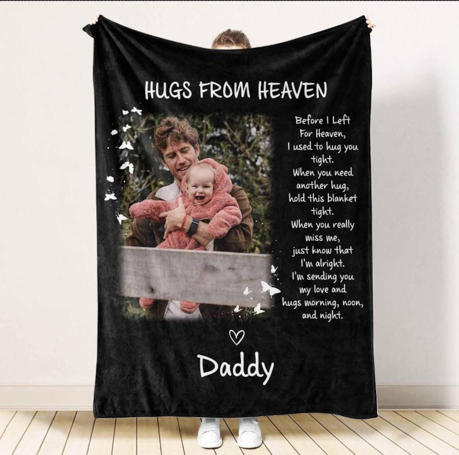 Personalized Memorial Blanket, Memorial Custom Photo Blanket,a Hug From ...