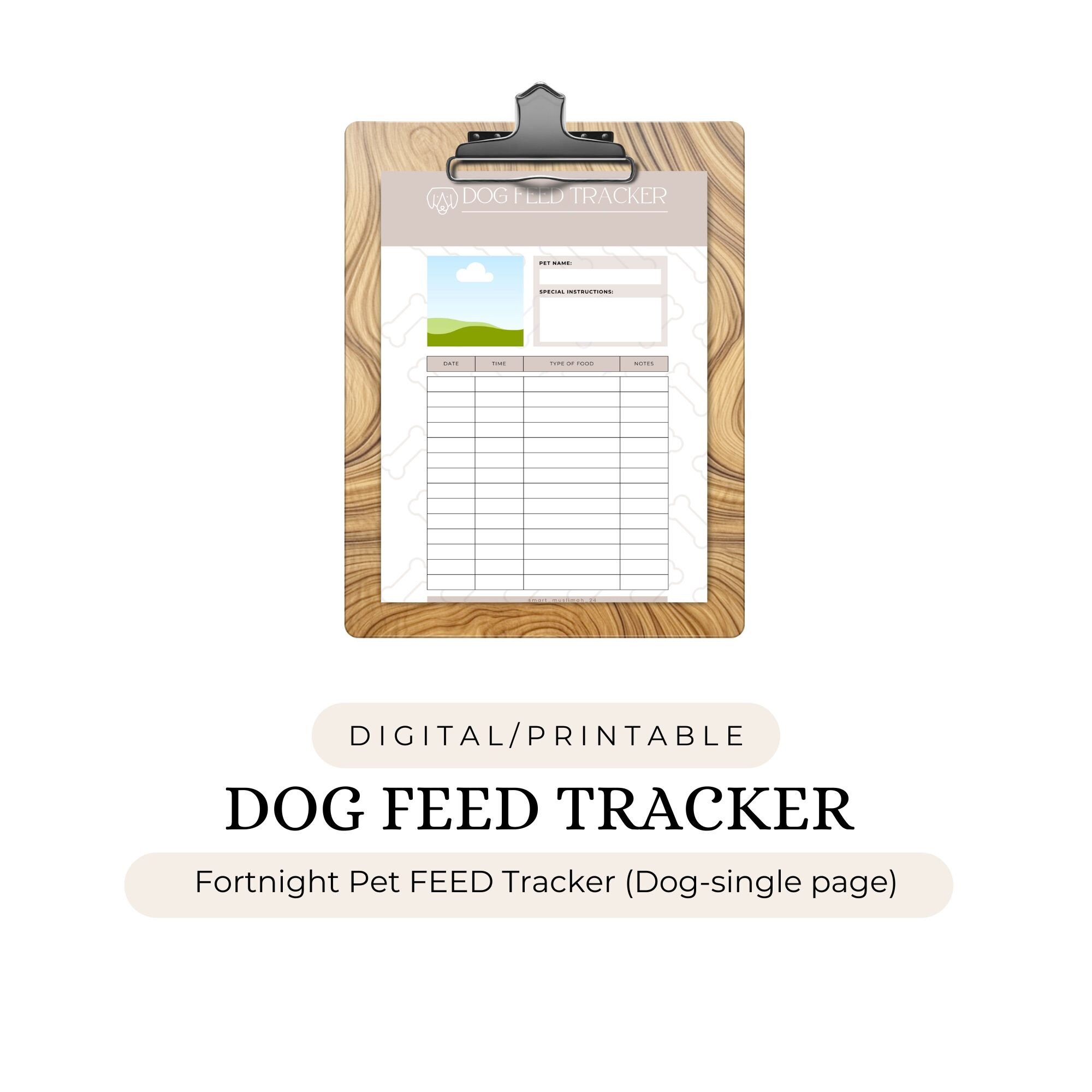 DOG Feed Tracker Dog Feed Chart Dog Supplies Tracker Dog Care Tracker ...