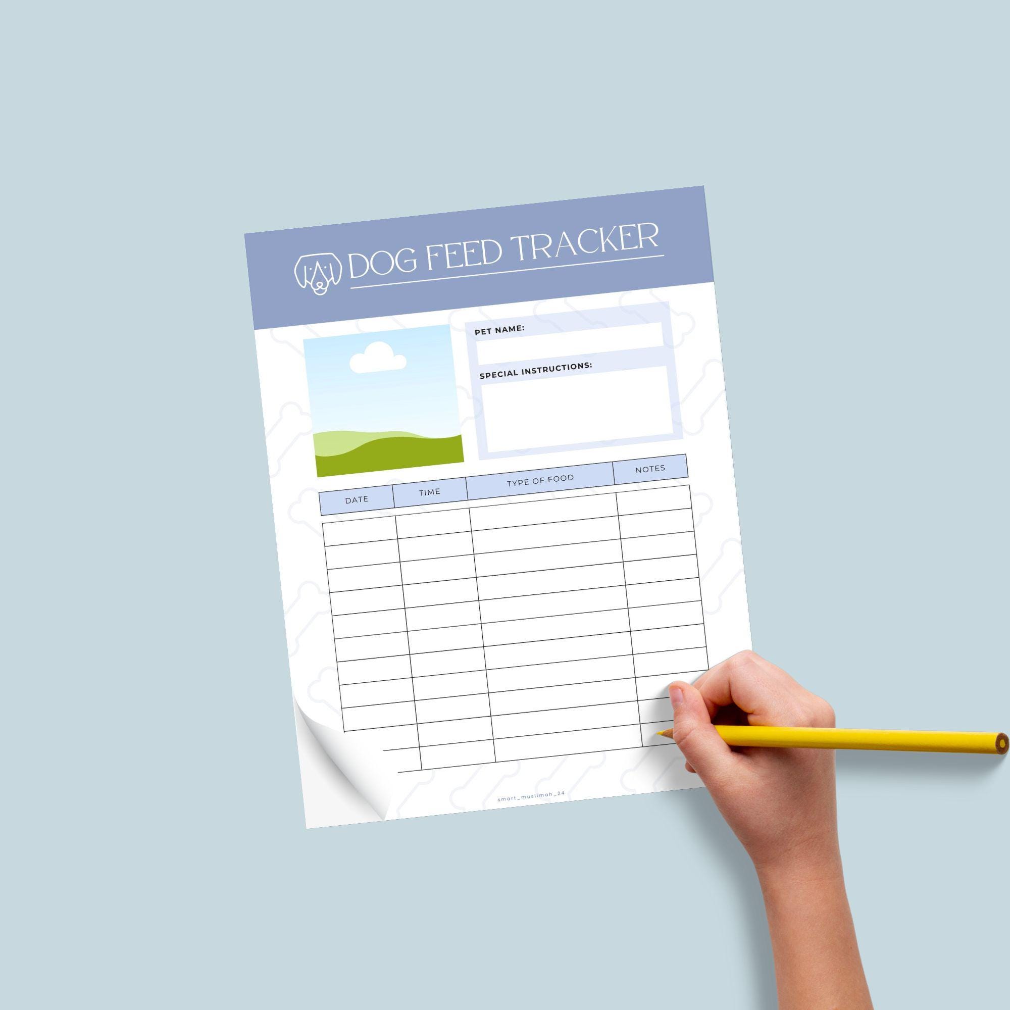 DOG Feed Tracker, Dog Feed Chart, Dog Supplies Tracker, Dog Care ...