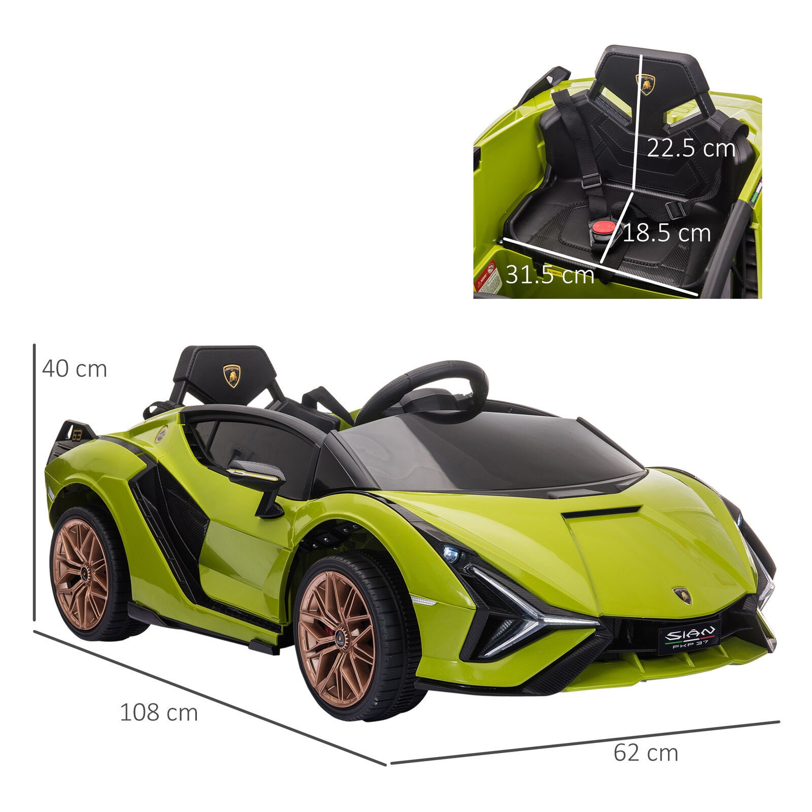 HOMCOM Lamborghini SIAN 12V Kids Electric Ride on Car Toy W/ Remote ...