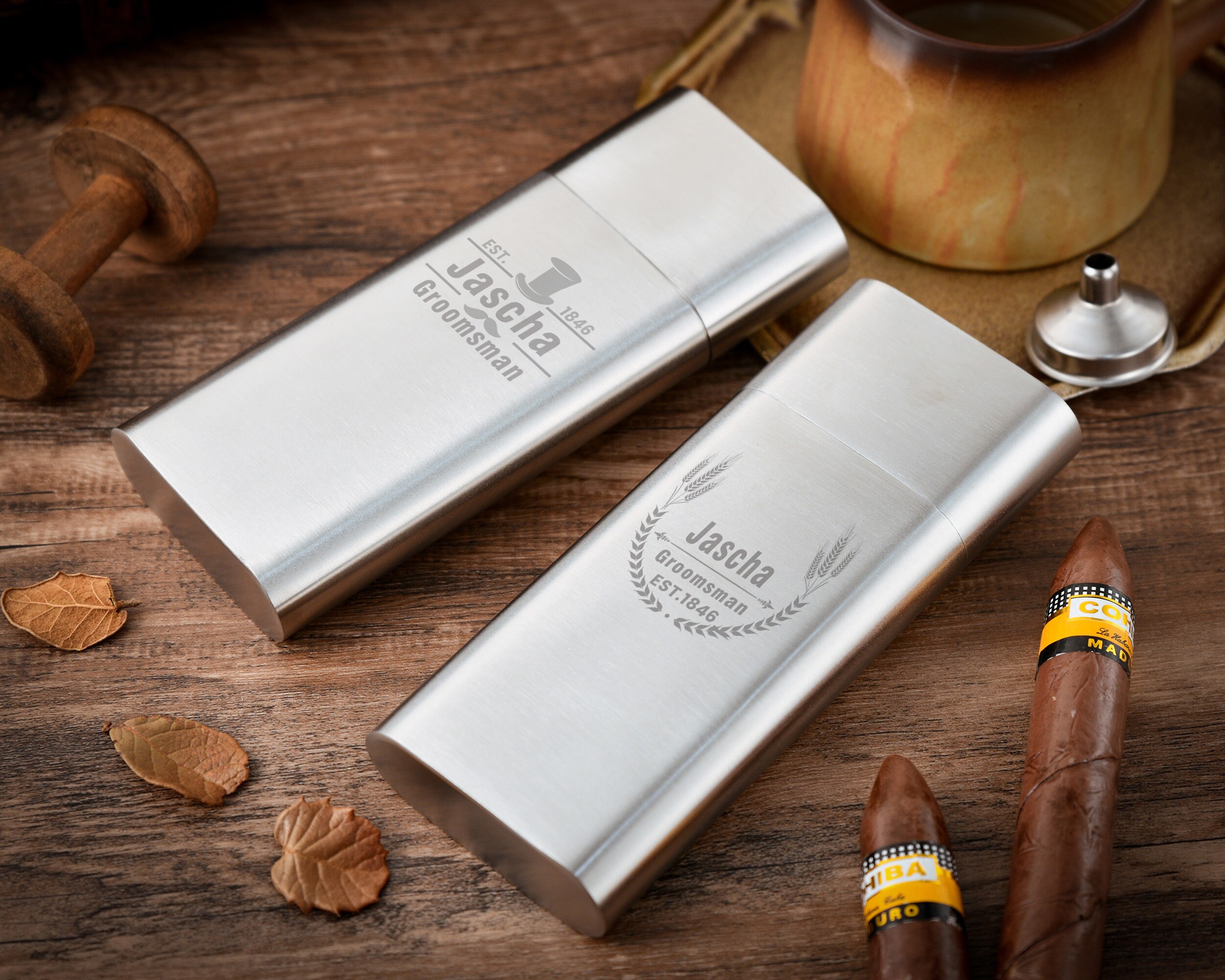 Personalized Cigar Holder and Bottle Combo Ideal Gift for Groomsmen and ...