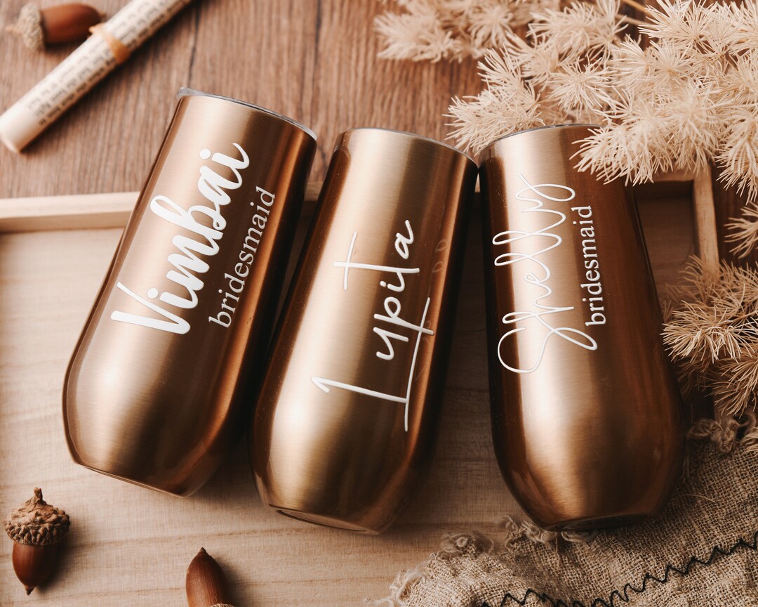 Personalized Bridesmaids Champagne Glasses Custom Wedding Glassware, Wedding Gifts for Her ...