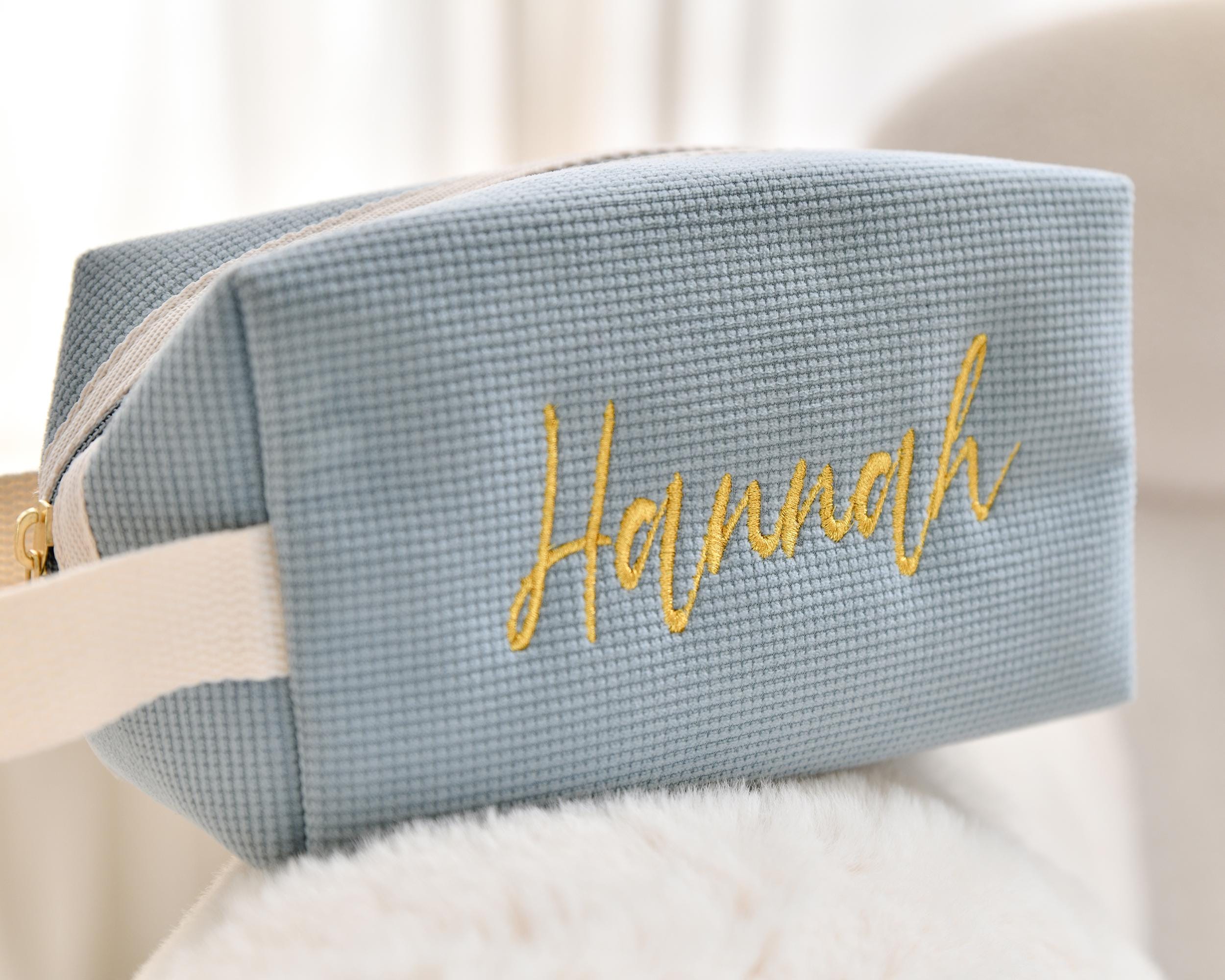 Personalized Embroidered Plaid Makeup Storage Bag,personalized Makeup ...