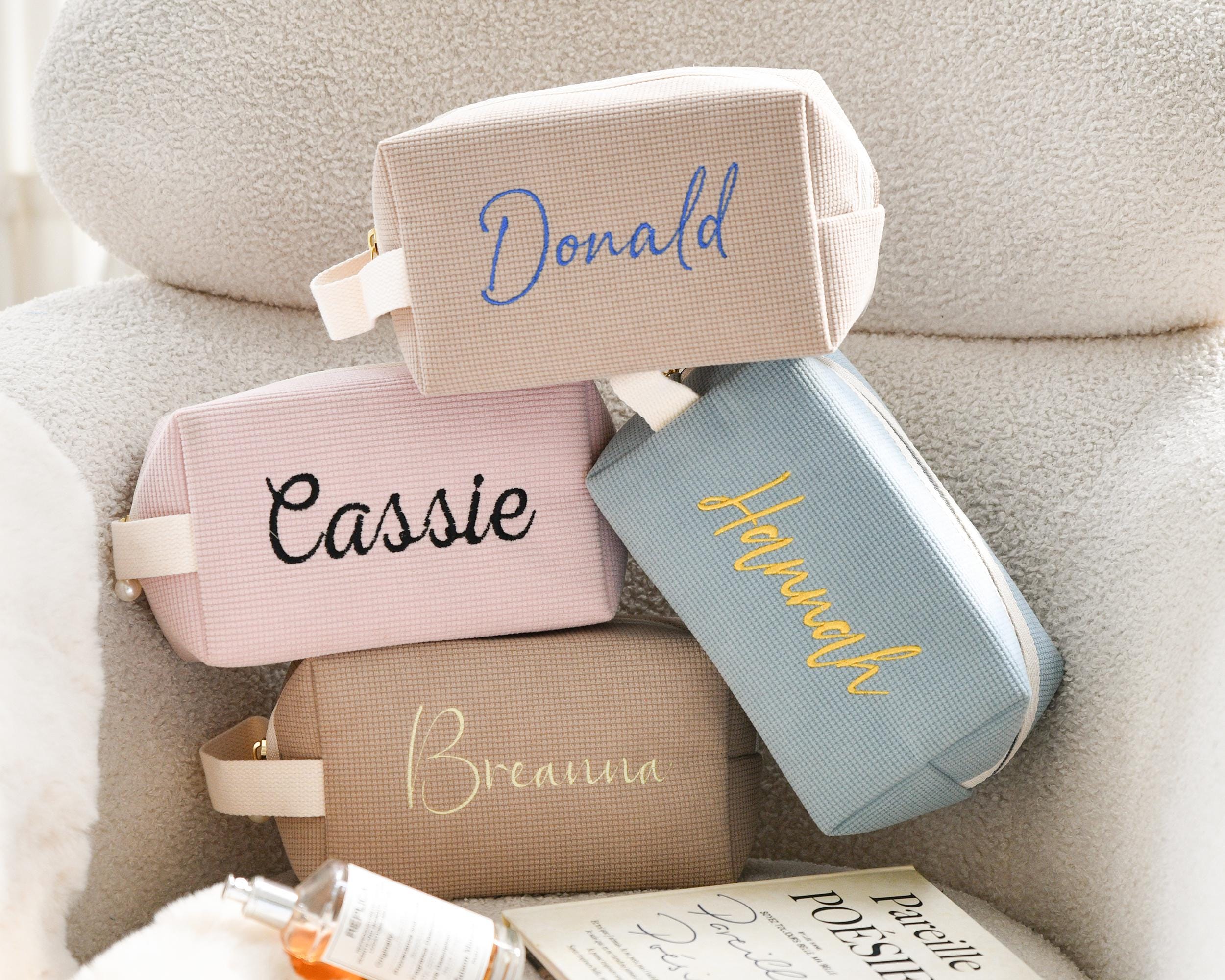 Personalized Embroidered Plaid Makeup Storage Bag,personalized Makeup ...