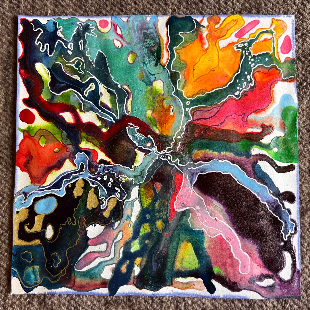 6 in X 6 in “brainpower Cyclone” Multiple Colors Acrylic Mixed Medium ...