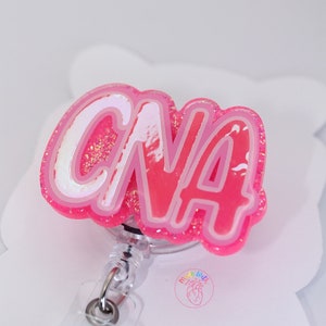 CNA Pink Holographic Badge Reel, Certified Nursing Assistant Badge Pull ...