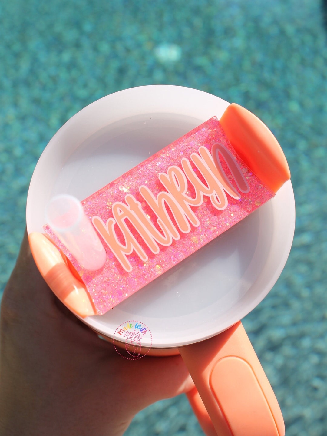 Pink and Orange Personalized Stanley Cup Name Topper, Monogram Stanley ...