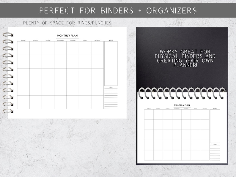 Undated Monthly Planner Landscape, Printable Planner, Printable Monthly ...