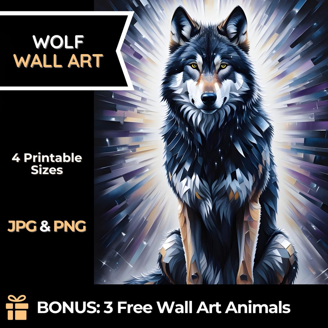 Dark Wolf Art Printable Wolf Wall Art Poster Unique Wolf Art Wolf ...