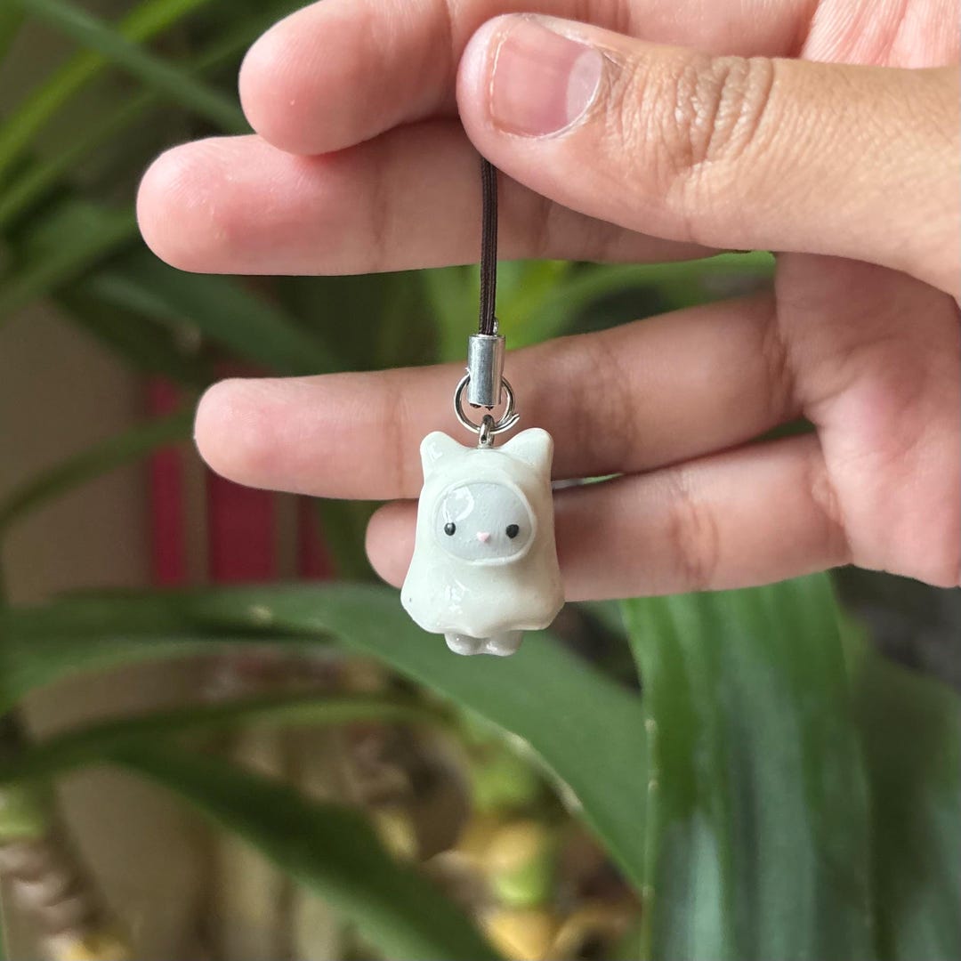 Ghost Cat Critter Glow in the Dark Phone Charm / Keychain | Handmade ...