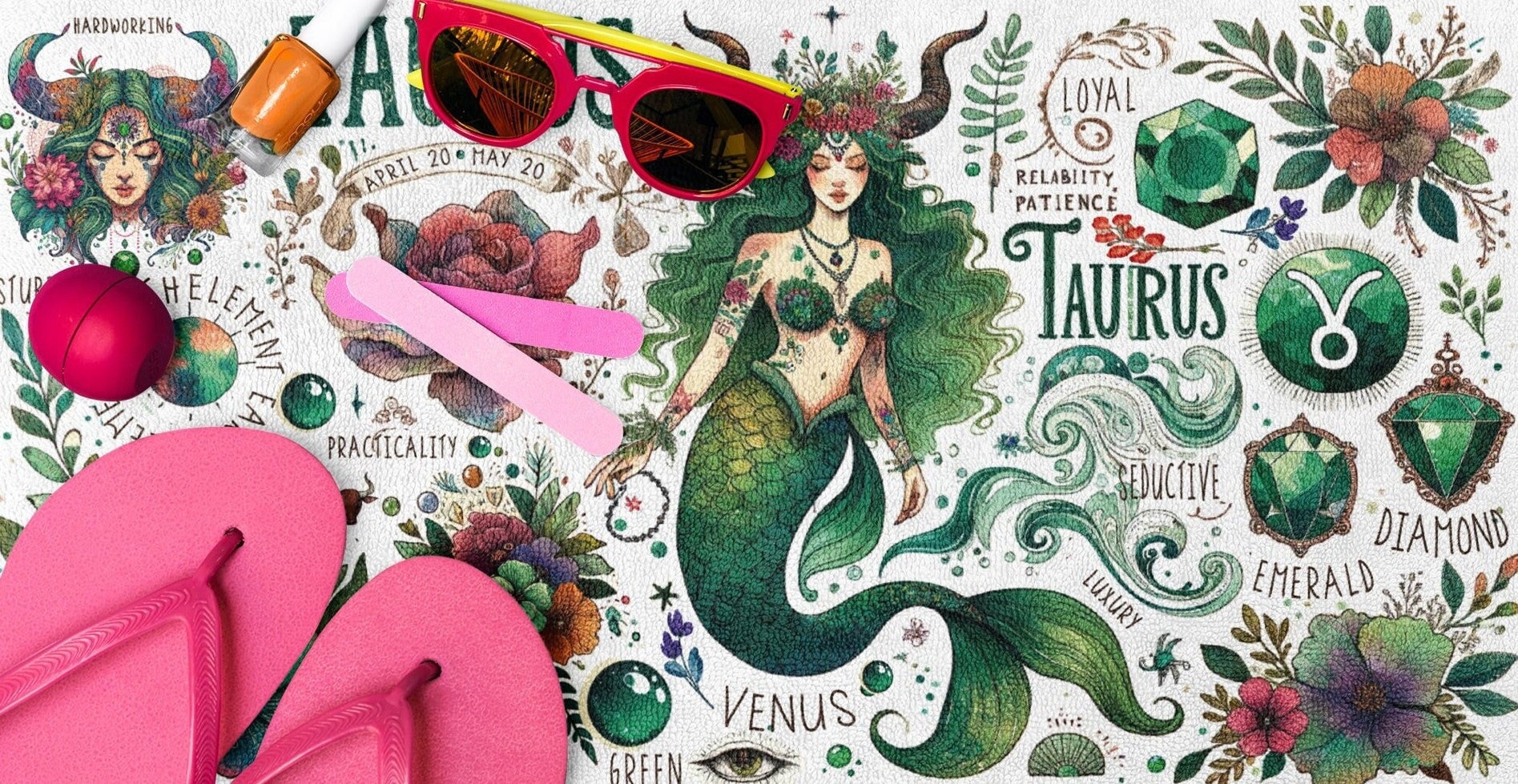 Taurus Towel, Taurus Zodiac Sign Beach Towel , Zodiac Beach Towel ...