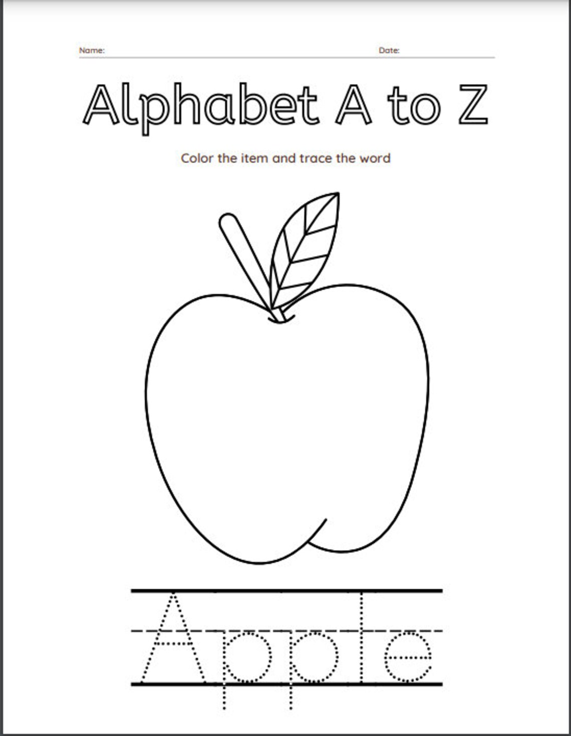 Alphabet A to Z Color & Trace Workbook, Kindergarten Workbook ...