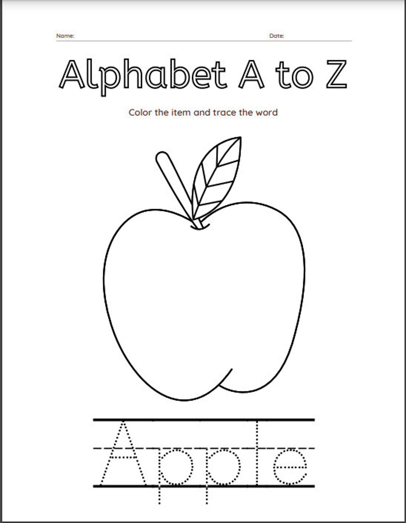 Alphabet A to Z Color & Trace Workbook, Kindergarten Workbook ...