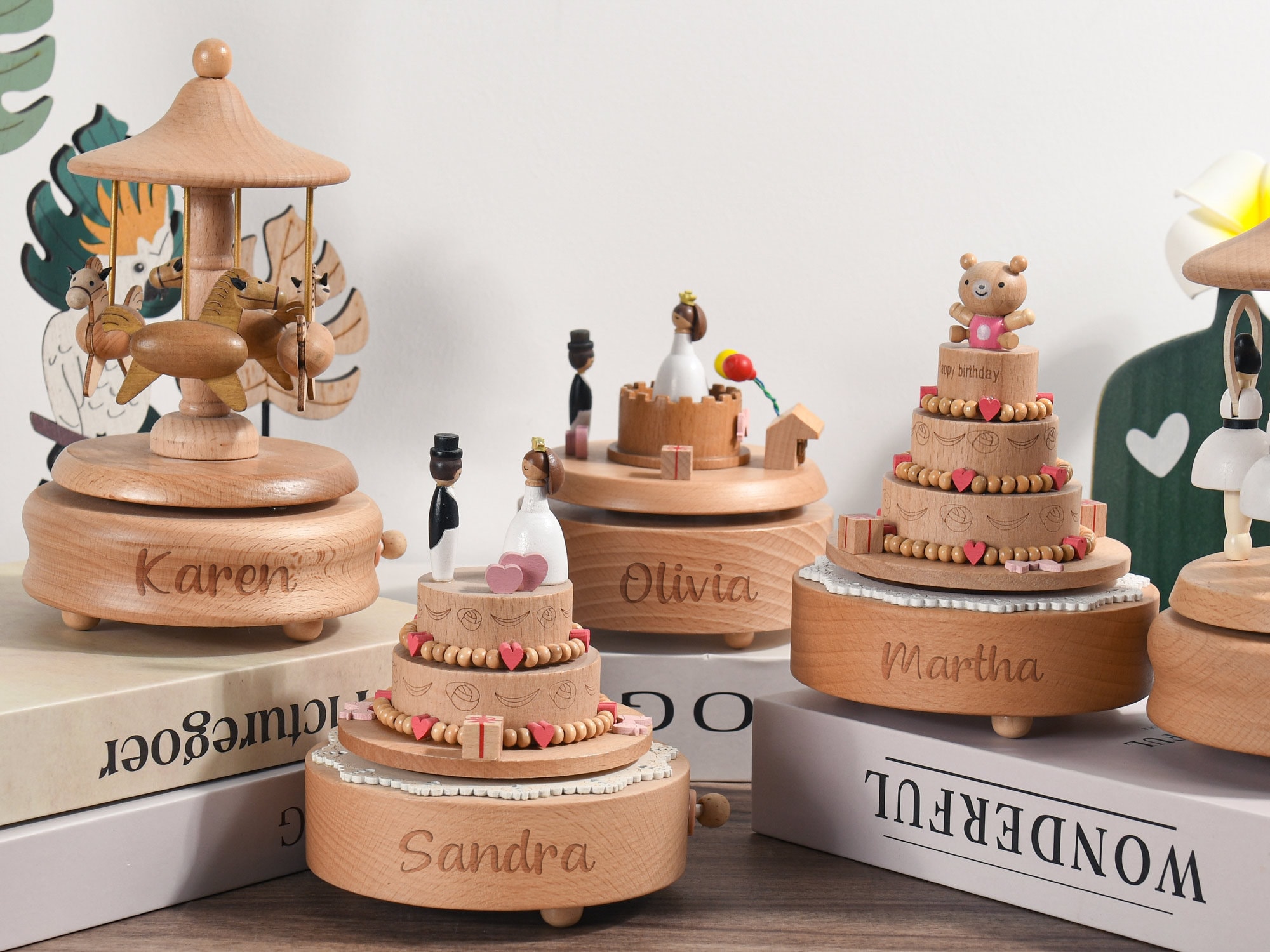 Personalized Wooden Carousel Music Box, Music Carousel, Music Box With ...