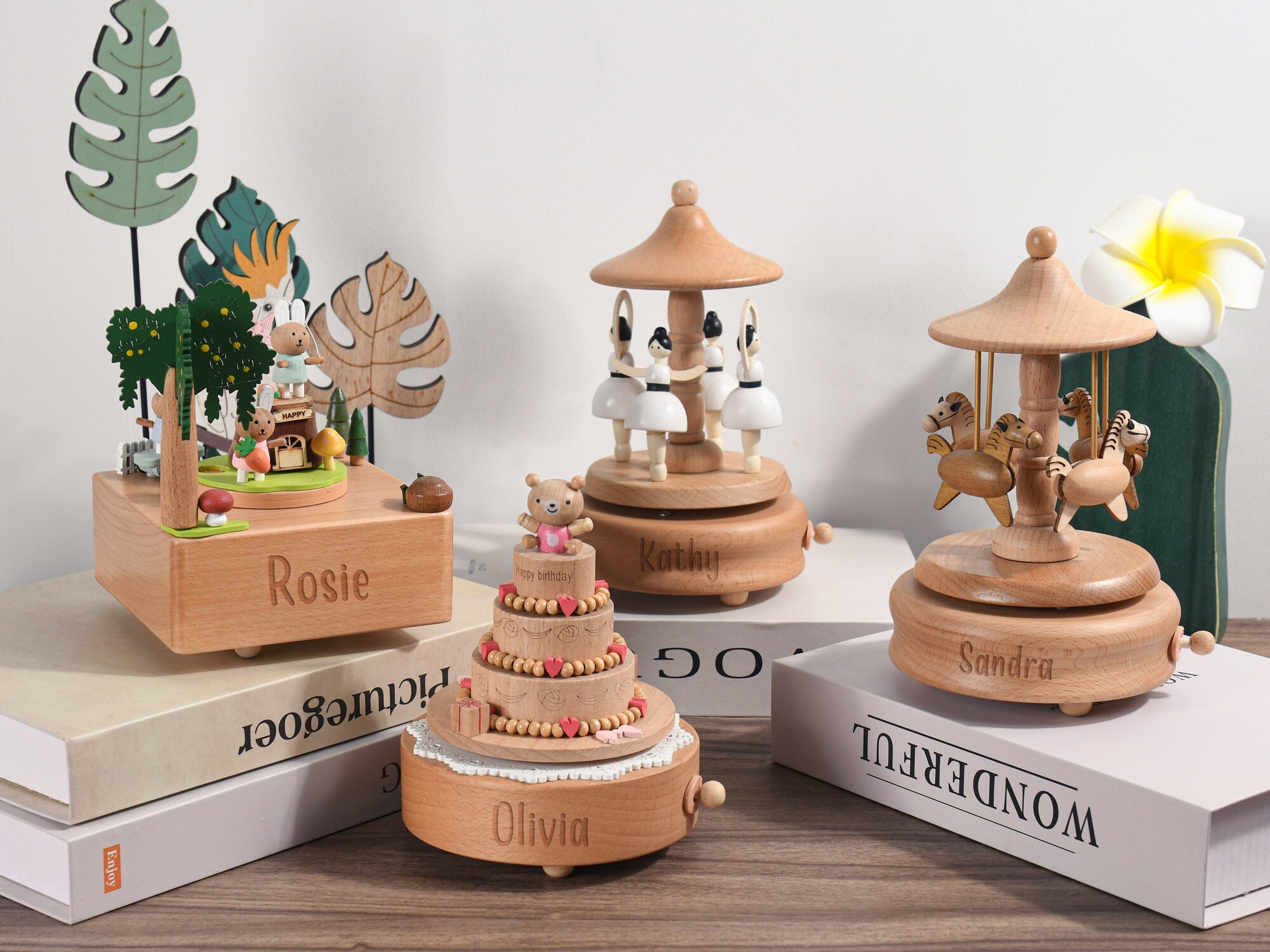 Personalized Wooden Carousel Music Box, Music Carousel, Music Box With ...