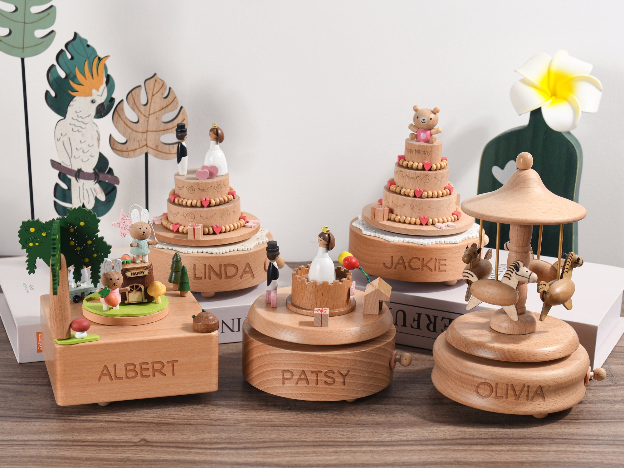 Personalized Wooden Carousel Music Box, Music Carousel, Music Box With ...