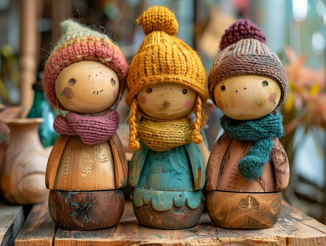 Wooden Doll House People , Dolls Family Set for Girls Toddler Kids ...