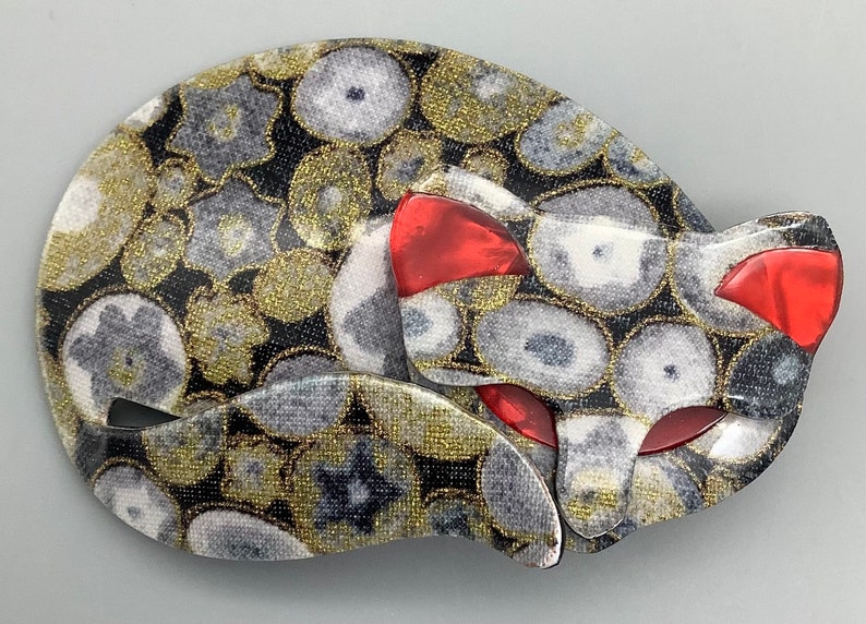 Lea Stein Cat Brooch - Etsy