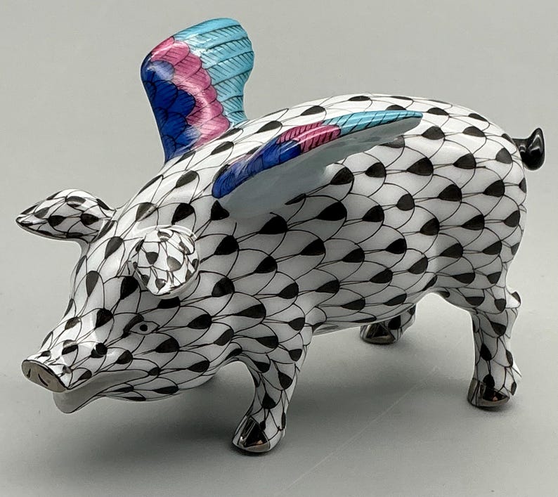 Herend “flying Pig” Porcelain Figurine – Limited Edition Farmyard ...