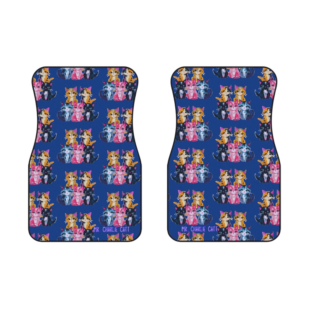 Cute Adorable Kittens Kitty Cats Blue Car Mats 2 Front Mats Created by ...