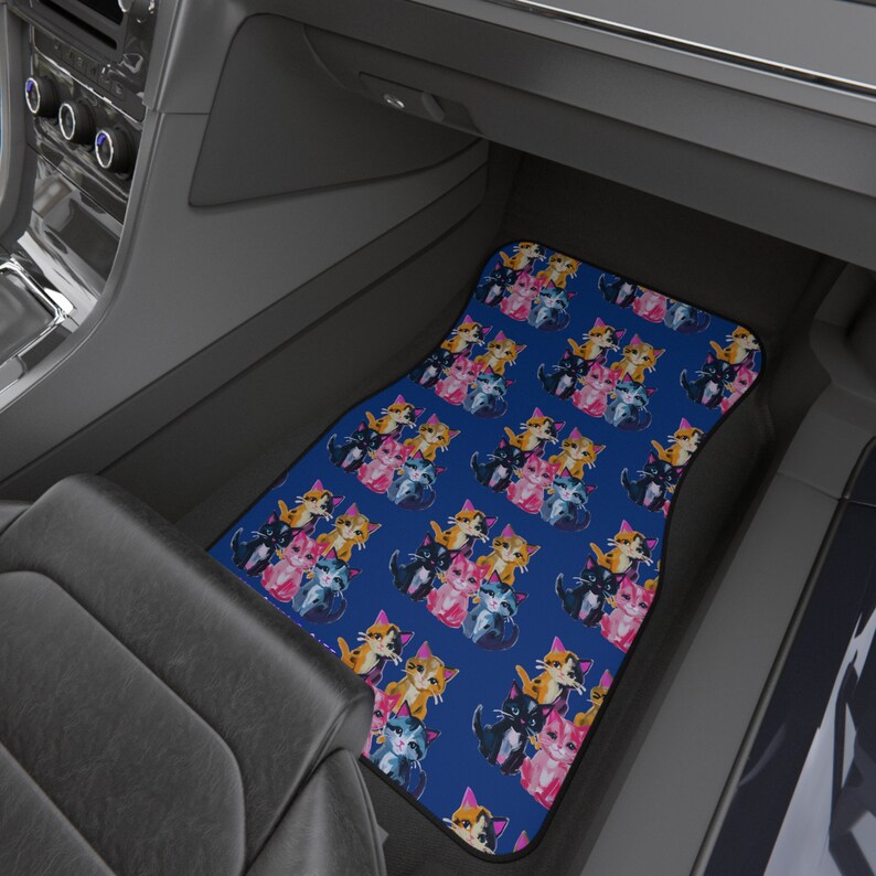 Cute Adorable Kittens Kitty Cats Blue Car Mats 2 Front Mats Created by ...
