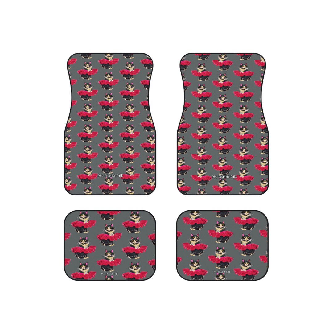 Tuxedo Cat Car Mats Black and White Cats Wearing Pink Tutu and a Fancy ...