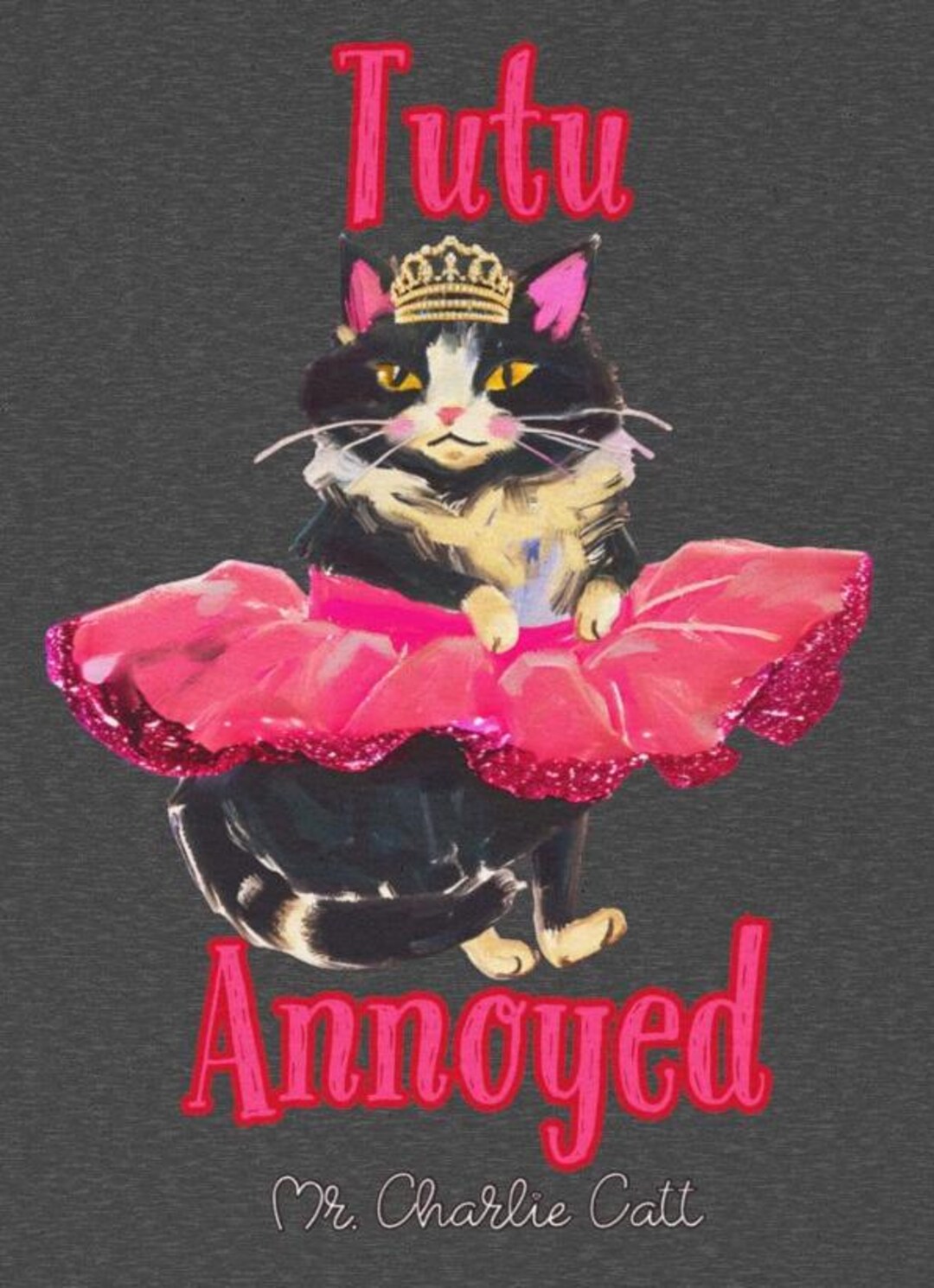 Tuxedo Cat black and White Wearing a Pink Tutu and Crown Tiara Unisex ...