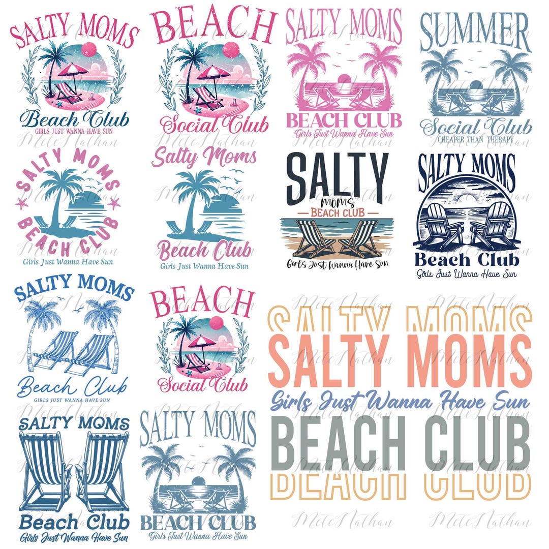 20 Sally Moms Beach Club Png Bundle, Trendy Summer Png, Aesthetic Beach ...