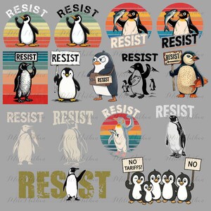 Penguins Against Tariffs Png Bundle, Penguins RESIST Png, Flippers up ...